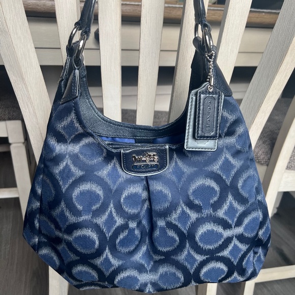 Coach | Bags | Coach Madison Op Ikat Navy Blue Maggie Shoulder Bag Hobo ...